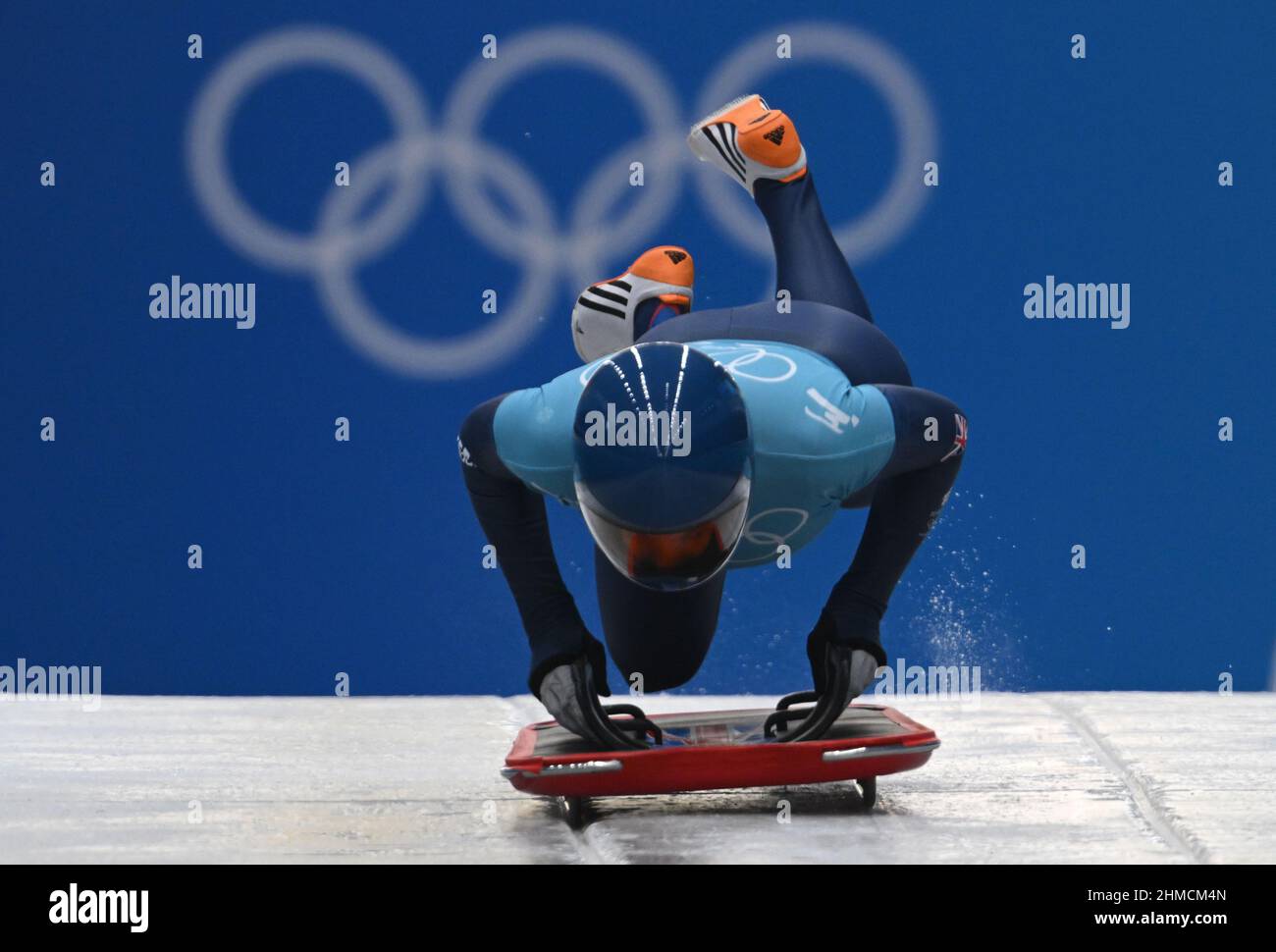 Great Britain's Laura Deas in action during the skeleton training ...