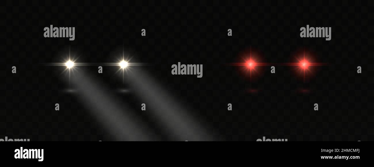 Car headlights. Auto glowing rays. Vector realistic effect Stock Vector ...