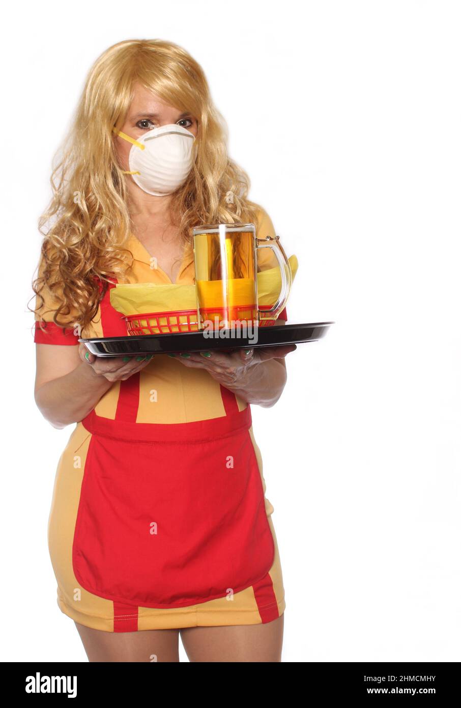 Restaurant and Bar Waitress Wearing N95 Mask To Prevent illness Stock ...