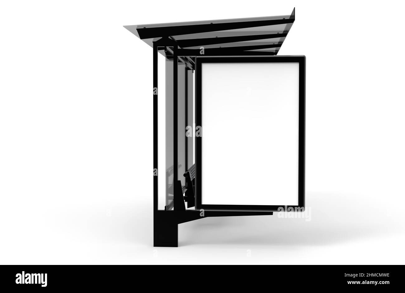 Bus stop 3d rendering black Stock Photo - Alamy