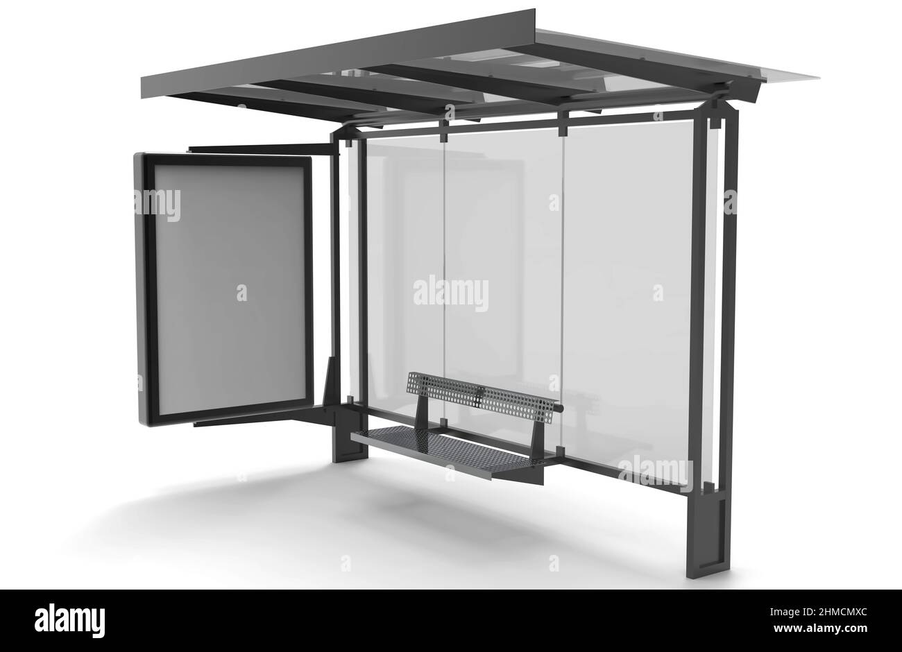 Bus stop 3d rendering black Stock Photo - Alamy