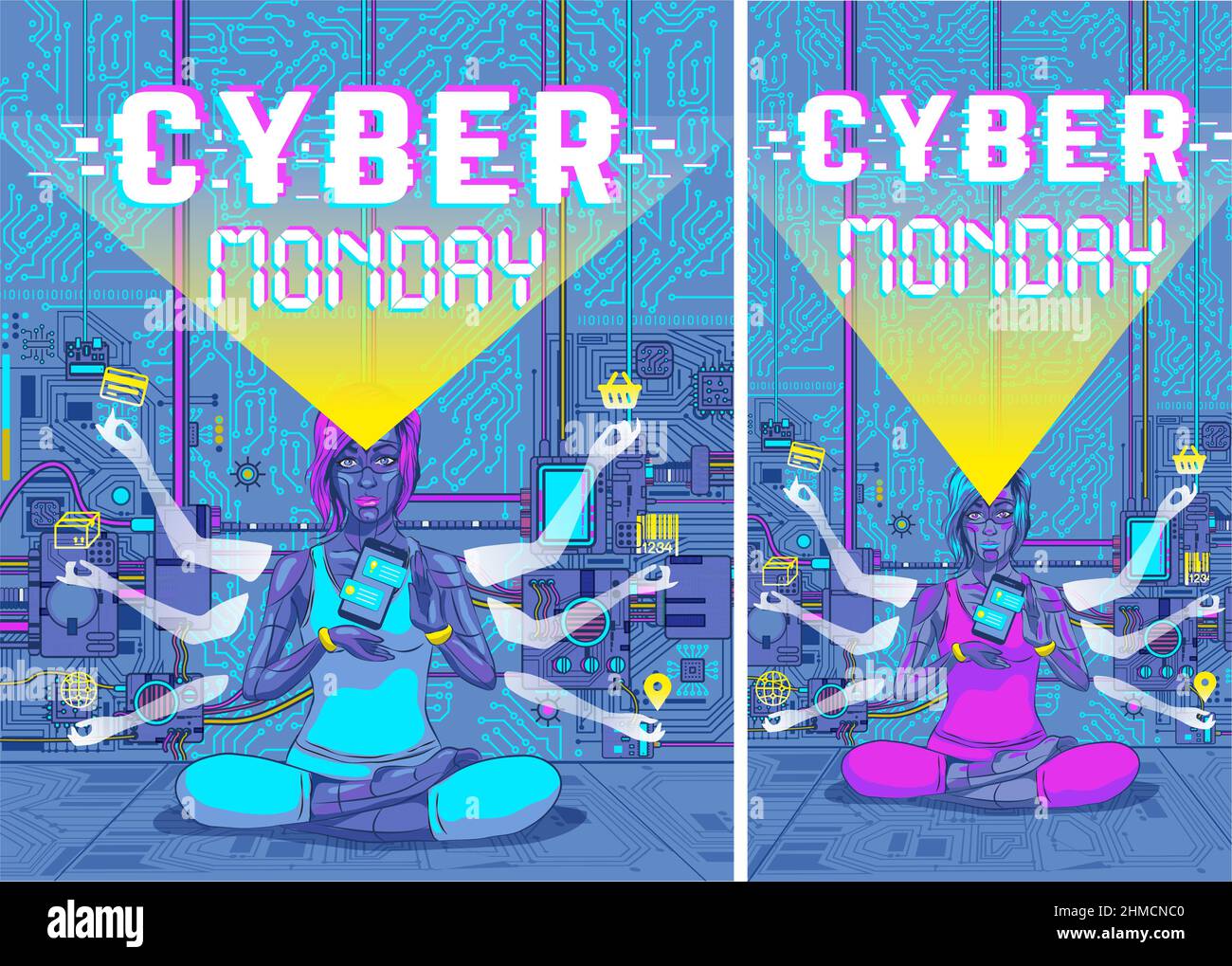 Cyber space background concept filled with digital elements circuit ...