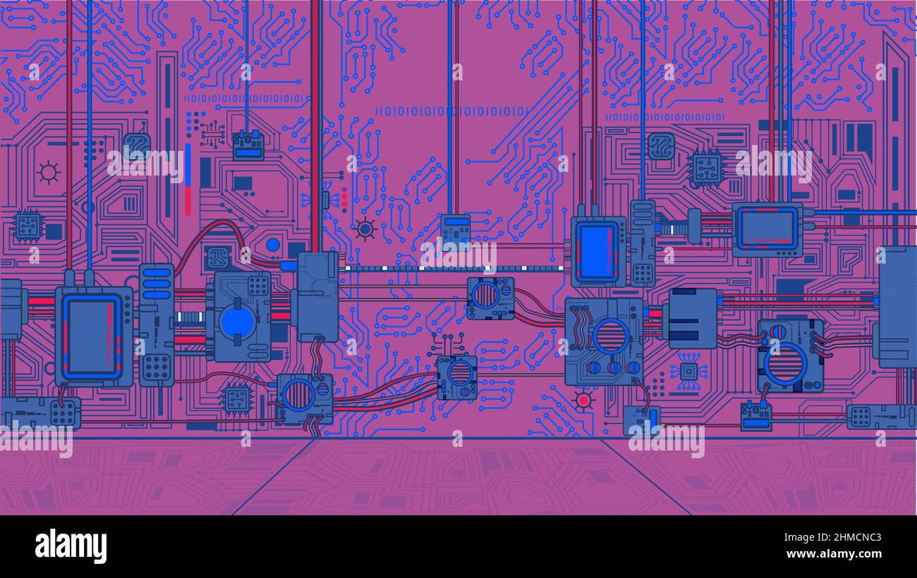 Cyber space background concept filled with digital elements circuit ...