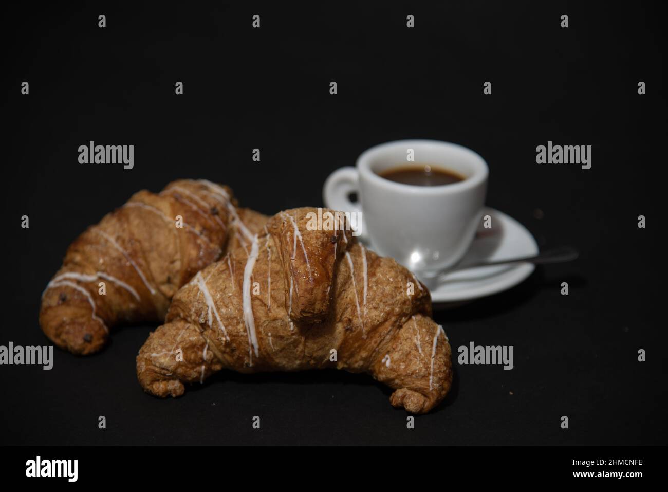 Italian coffee, cornetto croissant and pastries breakfast Stock Photo ...