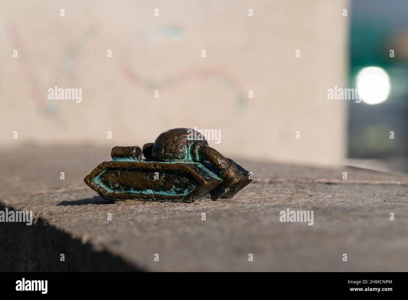 Sad little tank, the hidden mini statue of Budapest, Hungary Stock ...