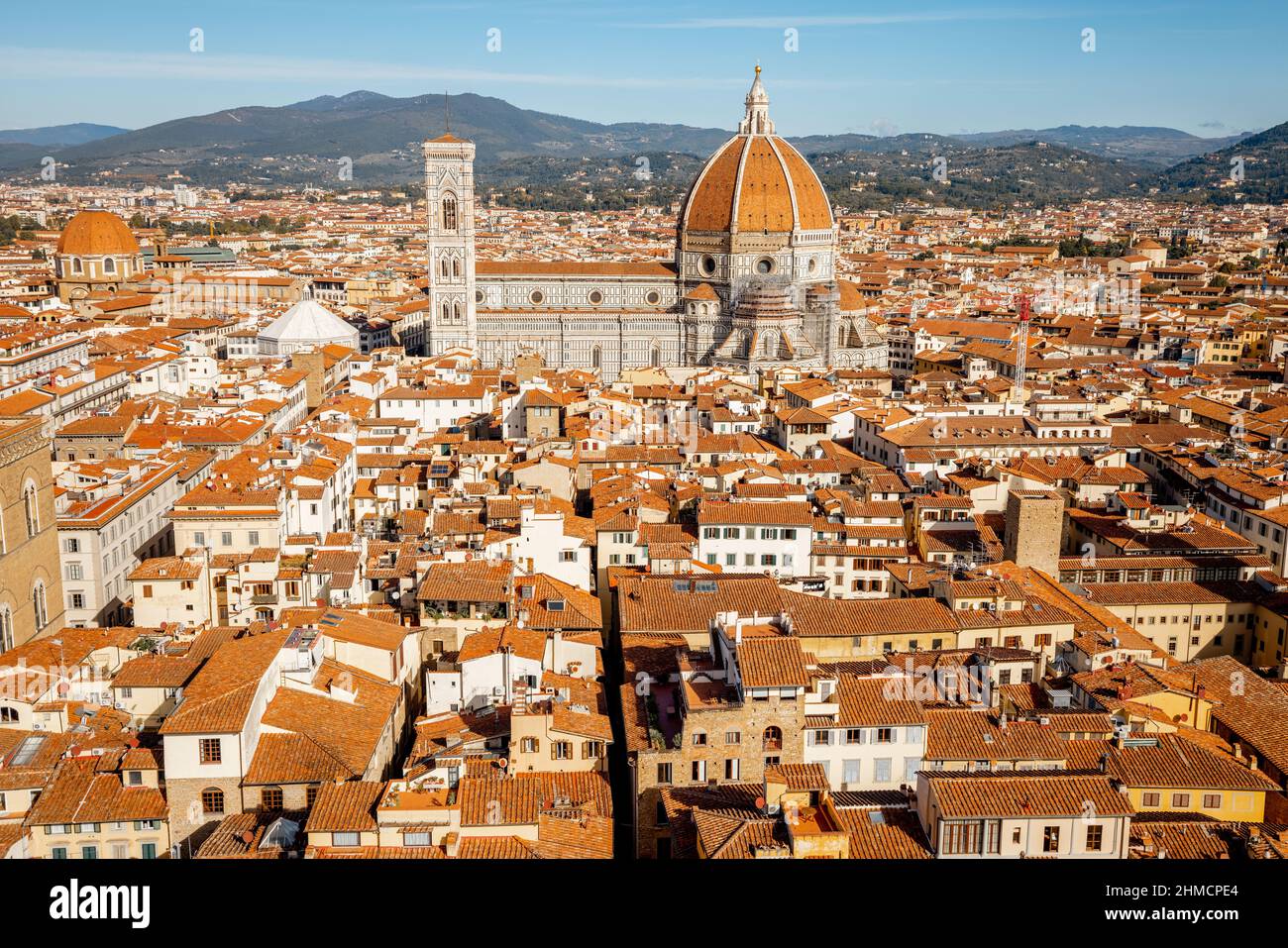 Aerial view on the old town of Florence with famous Duomo cathedral on ...