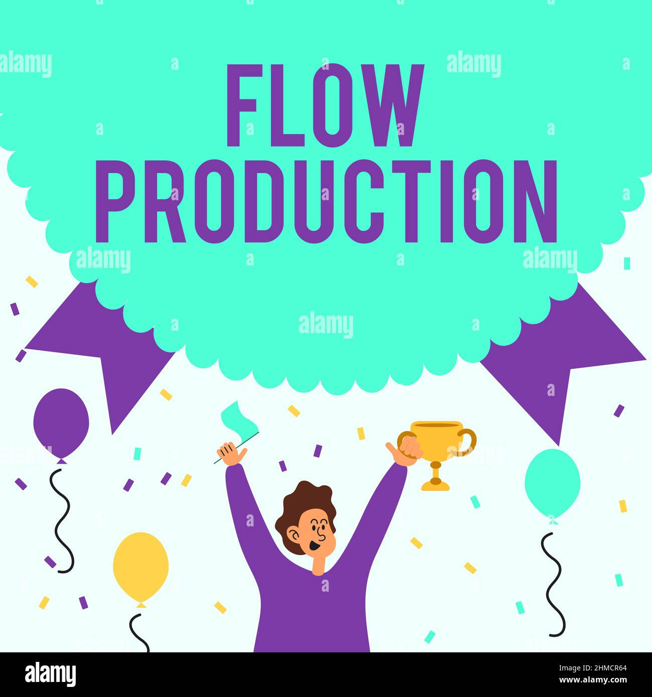 Text showing inspiration Flow Production. Word for items are produced ...