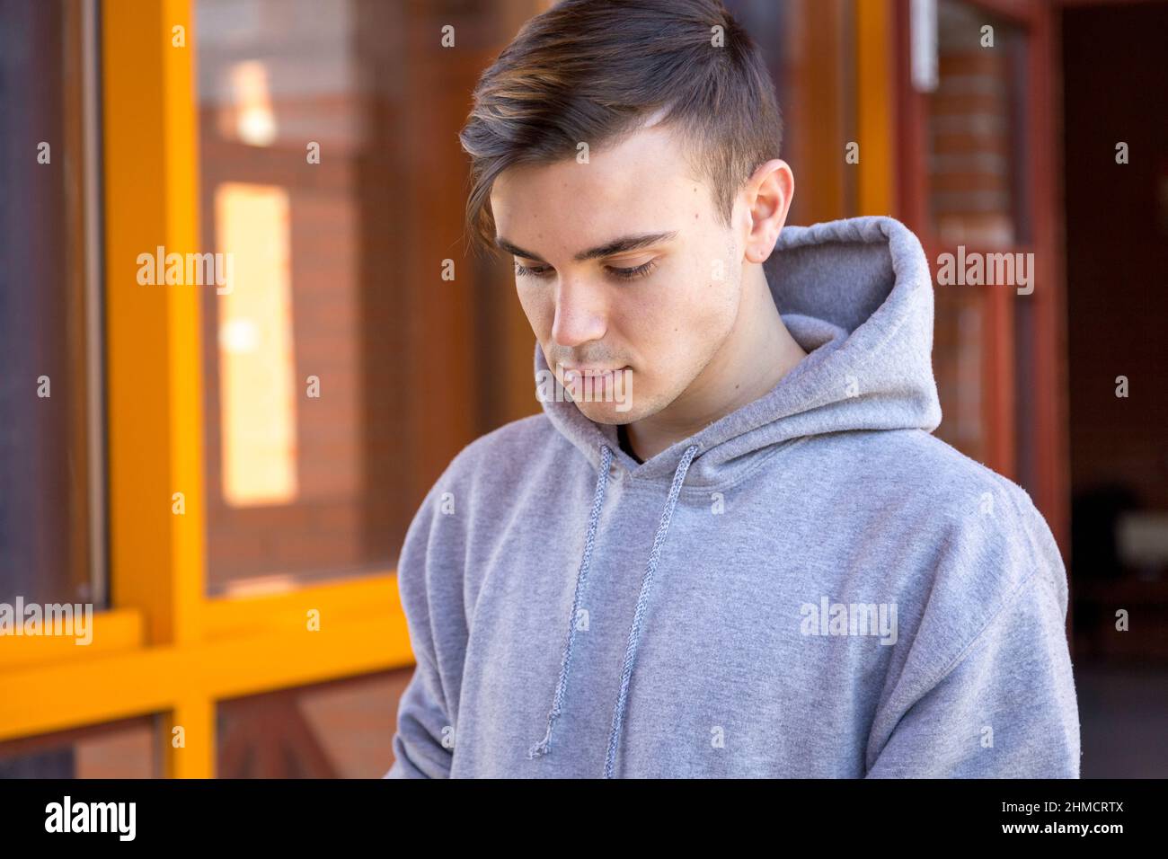 indoor blond college student portrait Stock Photo - Alamy