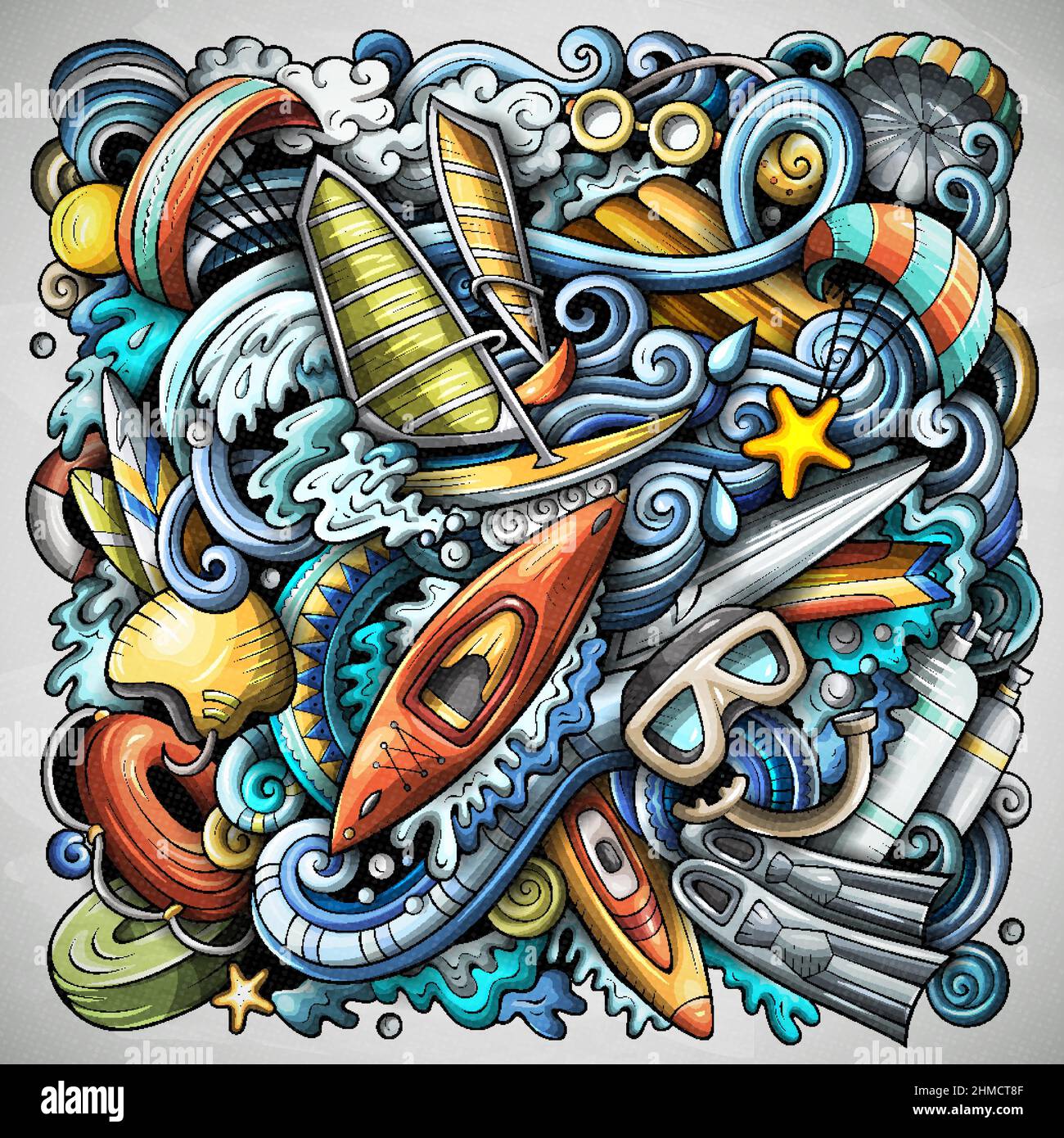 Water Sports hand drawn vector doodles illustration Stock Vector Image ...