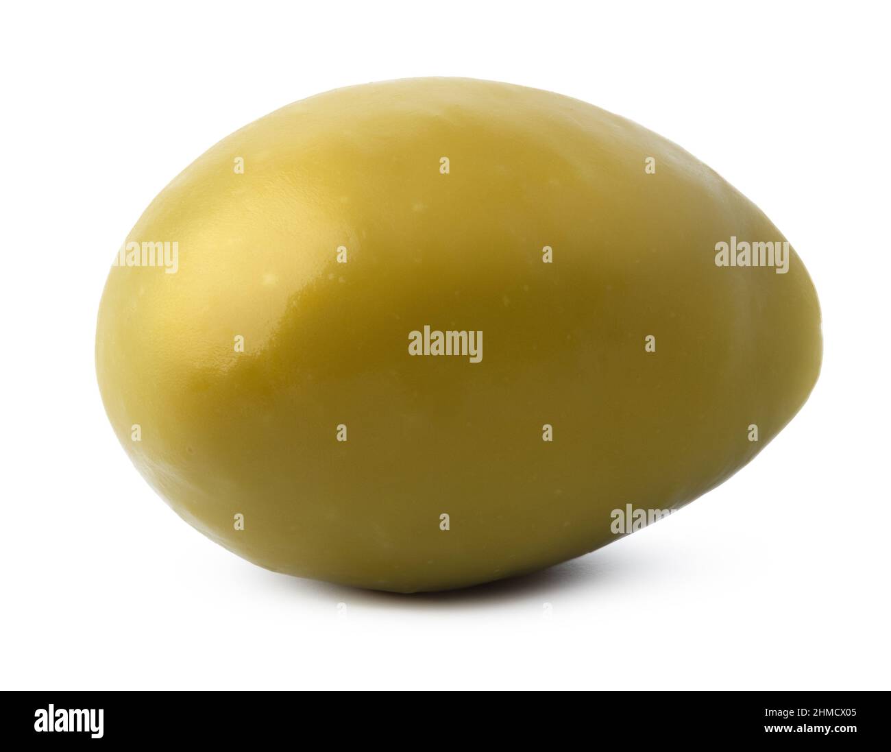 Single green olive isolated on white background Stock Photo - Alamy