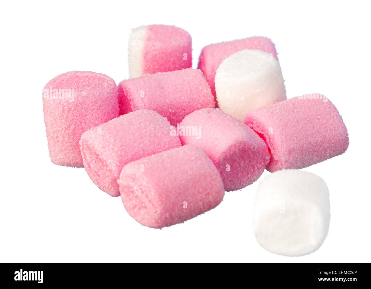 Pink and white marshmallow sweets isolated on white Stock Photo - Alamy