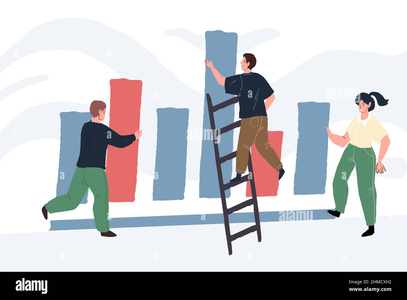 Flat cartoon characters specialists at work,online data analytics and ...