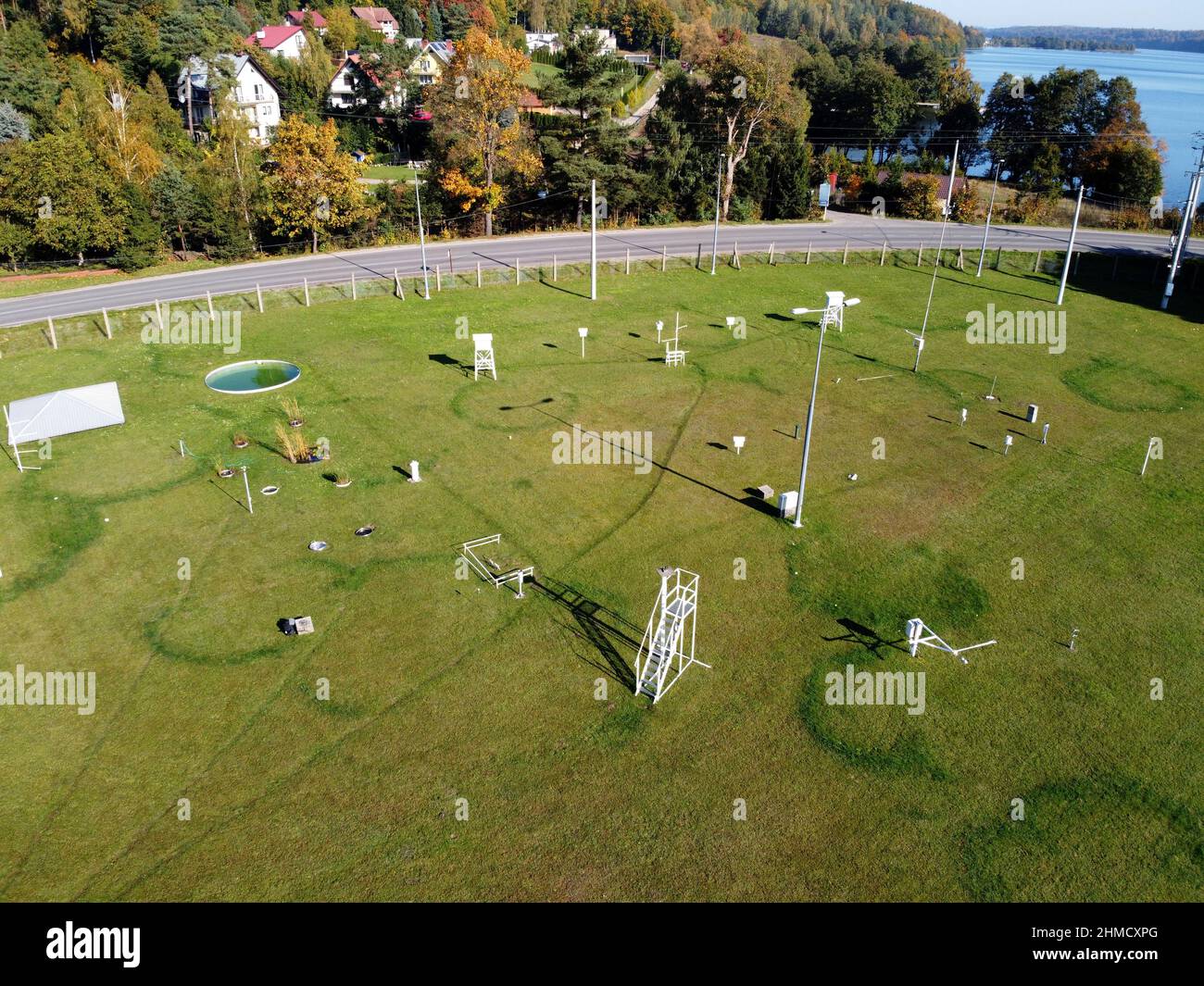 A meteorological garden with many devices for measuring weather ...