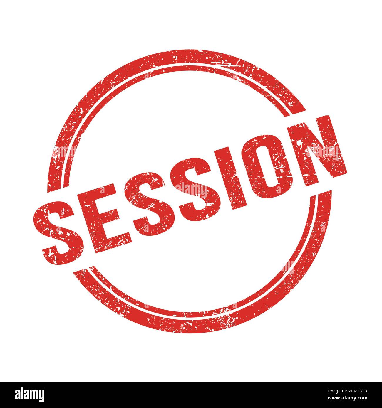 SESSION text written on red grungy vintage round stamp Stock Photo - Alamy