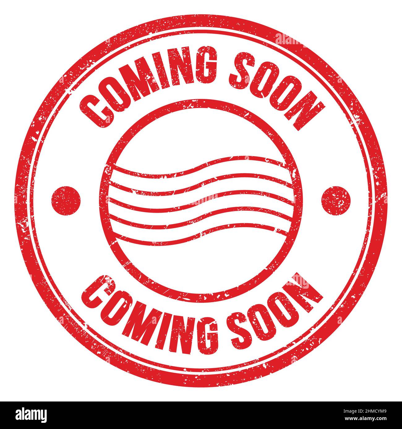 COMING SOON word written on red round postal stamp sign Stock Photo - Alamy