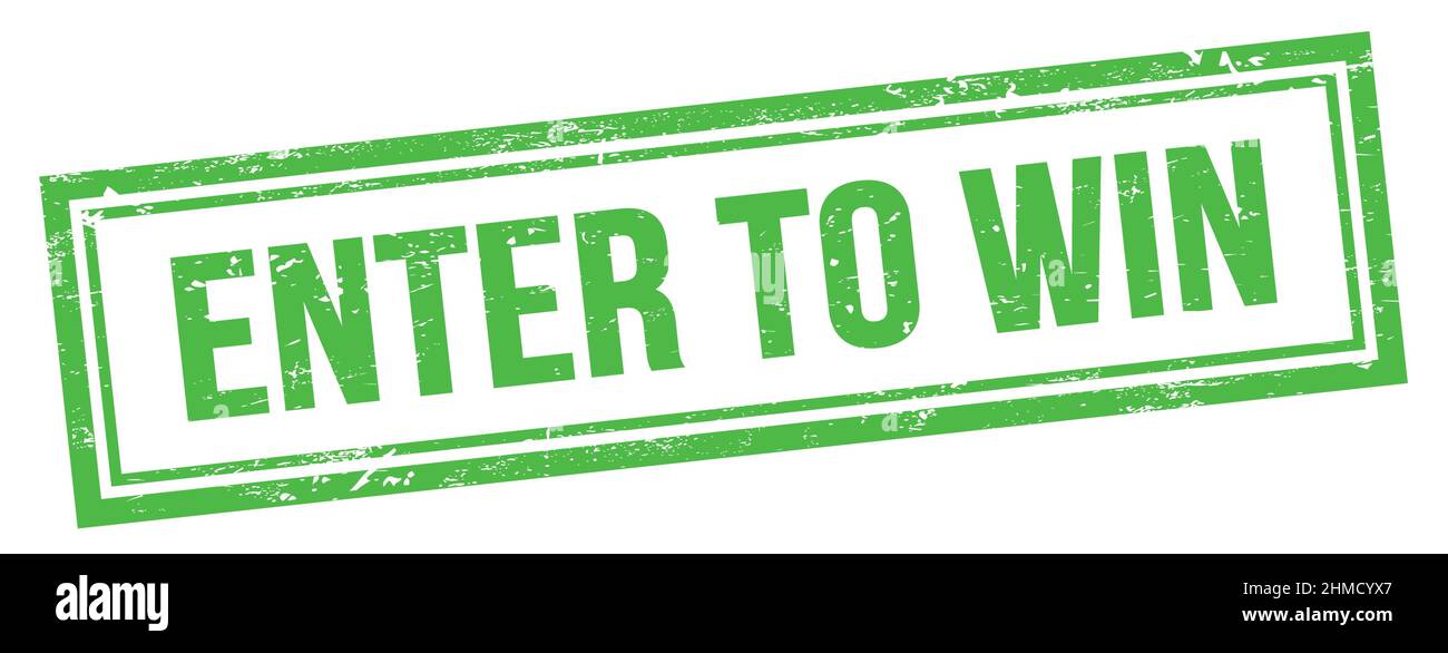 ENTER TO WIN text on green grungy vintage rectangle stamp Stock Photo ...
