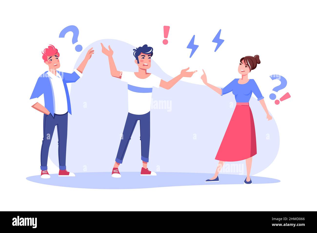 Nervous man yelling on woman flat vector illustration Stock Vector ...