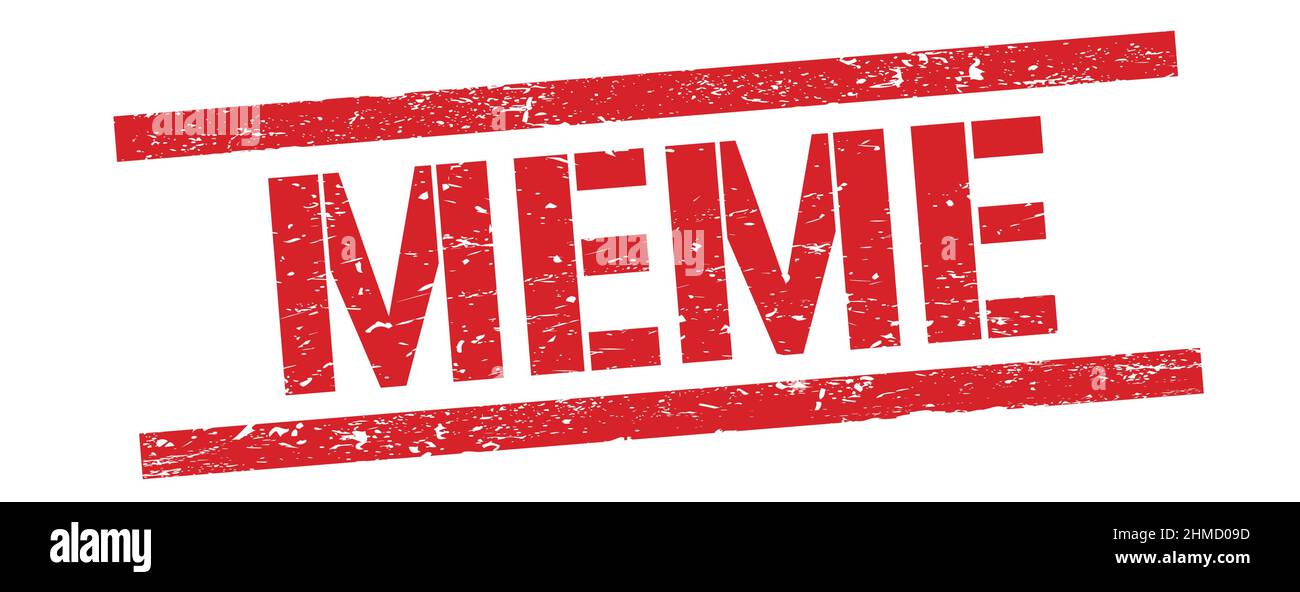 MEME text on red grungy rectangle stamp sign Stock Photo - Alamy