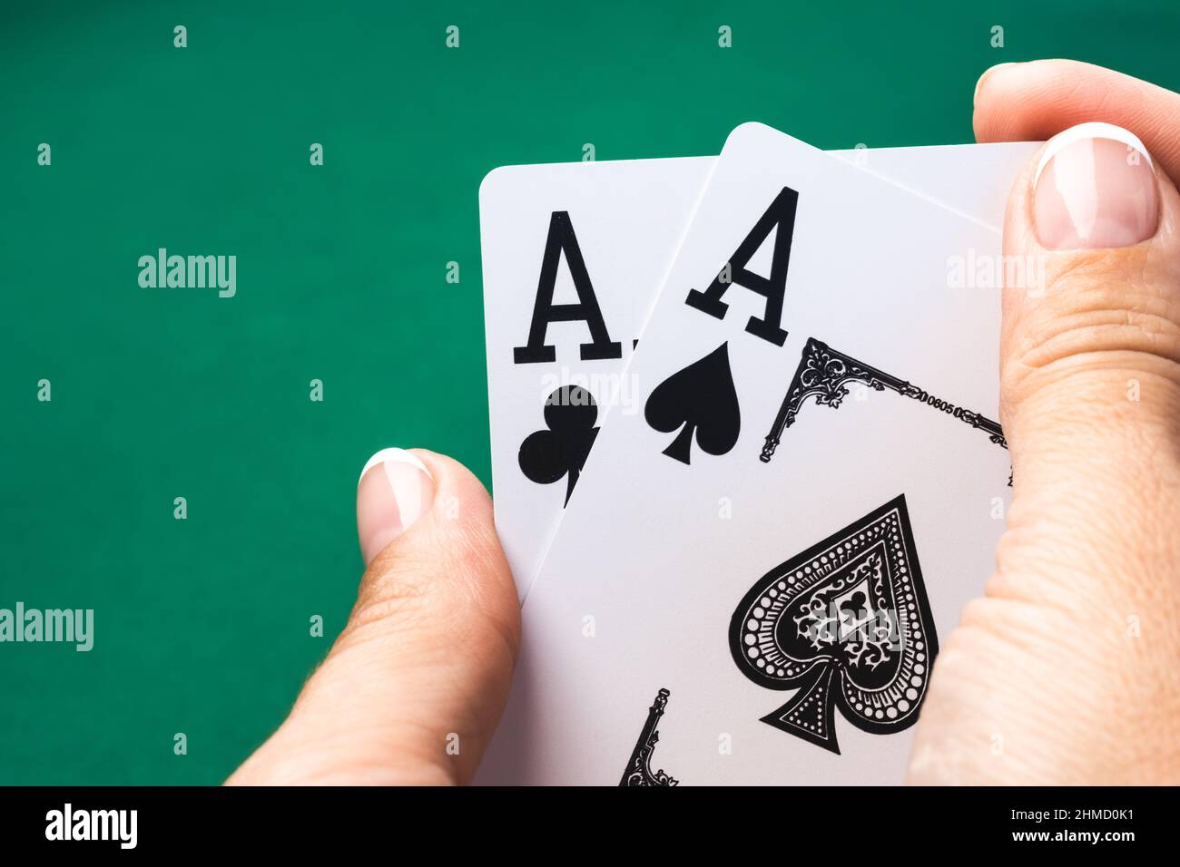 Playing cards with aces Stock Photo - Alamy