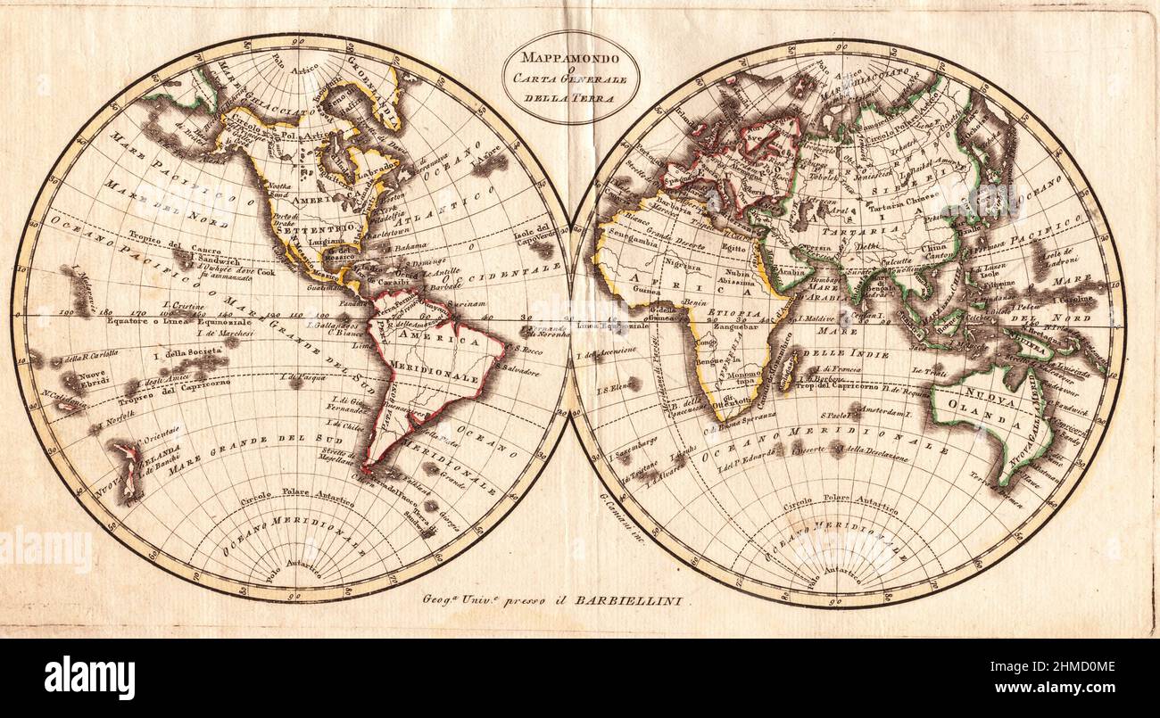 High Quality Antique World Map - Barbiellini 1652 , Illustration Stock ...