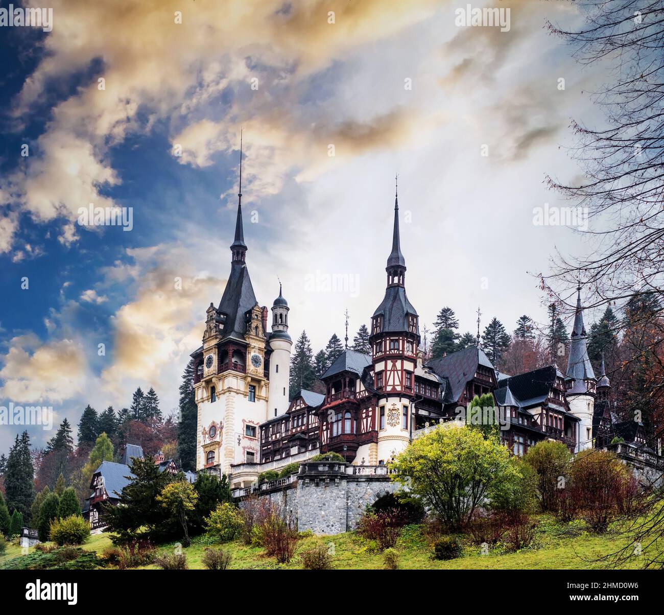 Front of Peles Castle Stock Photo - Alamy