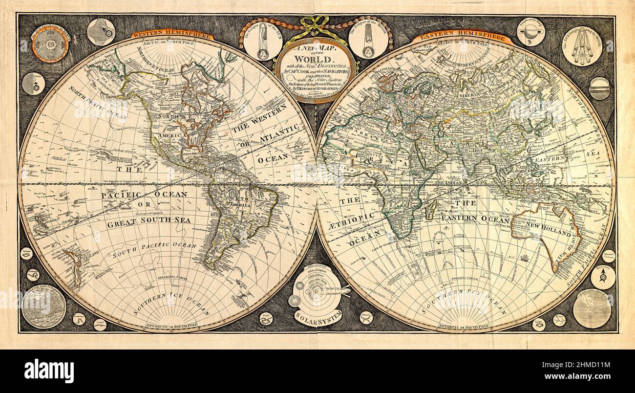 High Quality Antique World Map - 1799 , Illustration Stock Photo - Alamy