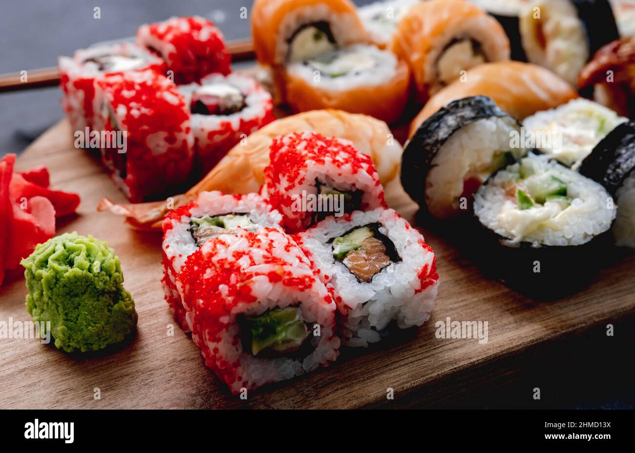 Colorful sushi maki set Stock Photo - Alamy