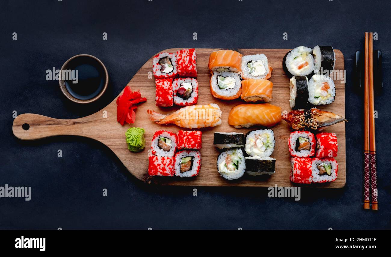 Colorful sushi maki set Stock Photo - Alamy