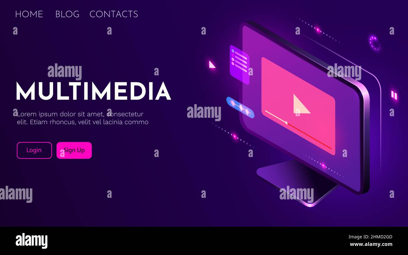Video player on computer screen. Multimedia concepts. Modern futuristic ...