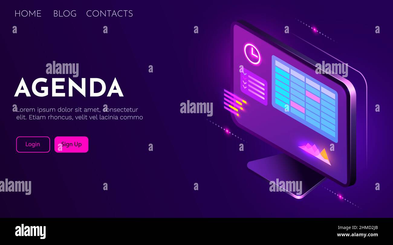 Calendar and clock on computer screen. Schedule concepts. Modern ...