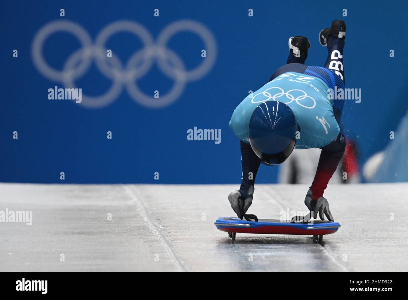 Yanqing, China. 09th Feb, 2022. Olympics, skeleton, men, training ...