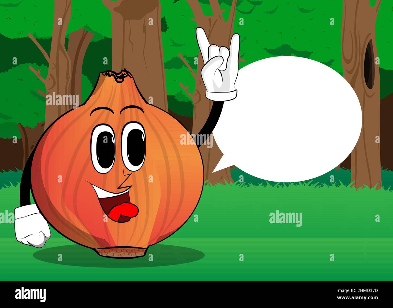 Oninon with hands in rocker pose. Cartoon Farm Vegetable character ...