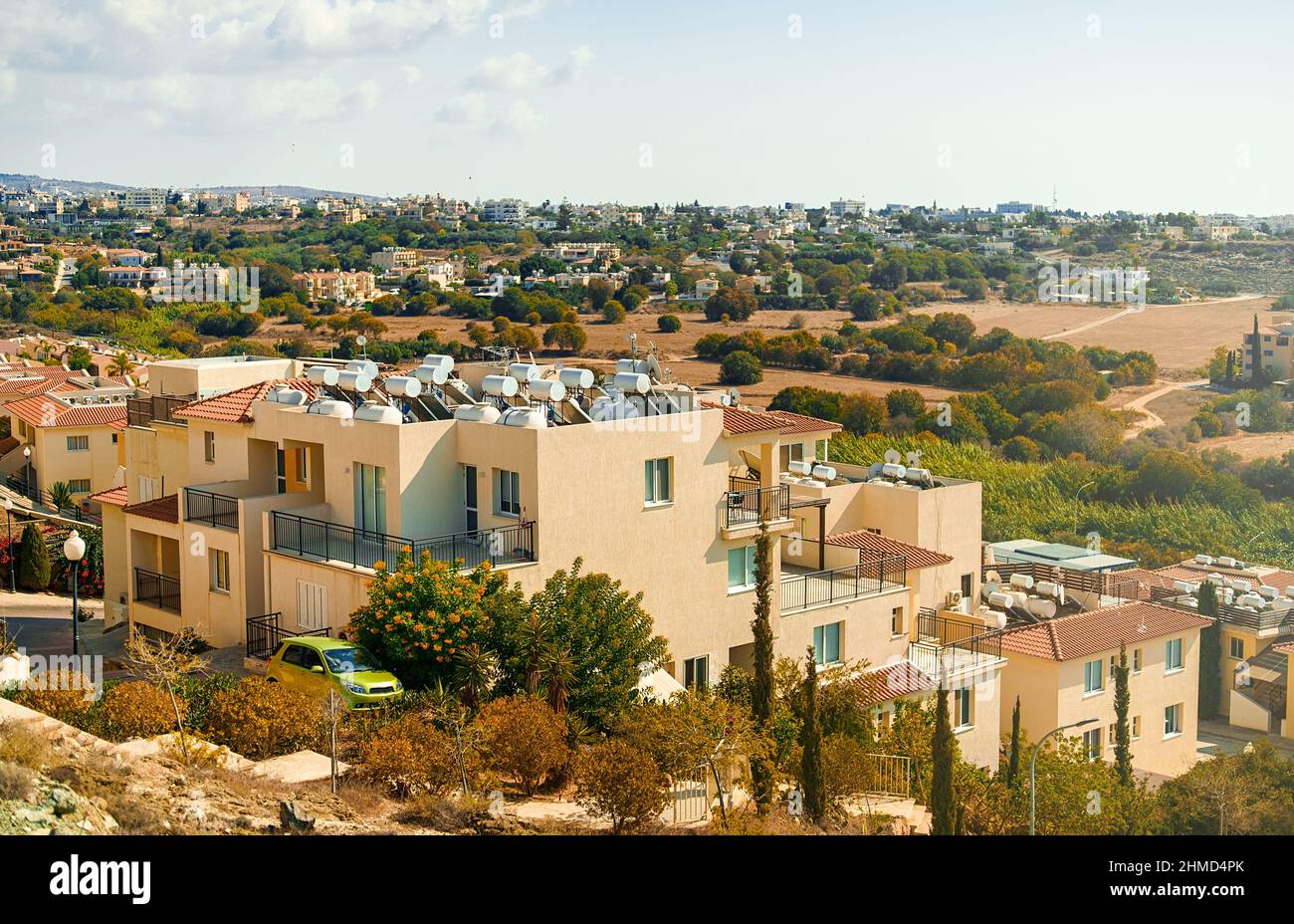 Luxury houses on the top of the mountain in Paphos Stock Photo - Alamy