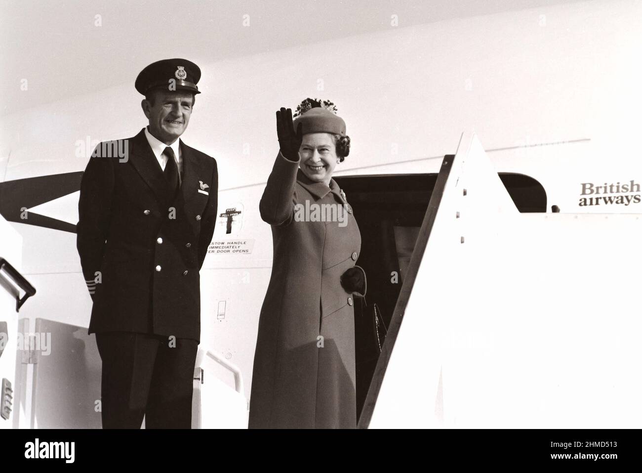 Queen Elizabeth II waving 1983 October 18th, arriving from Balmoral at ...