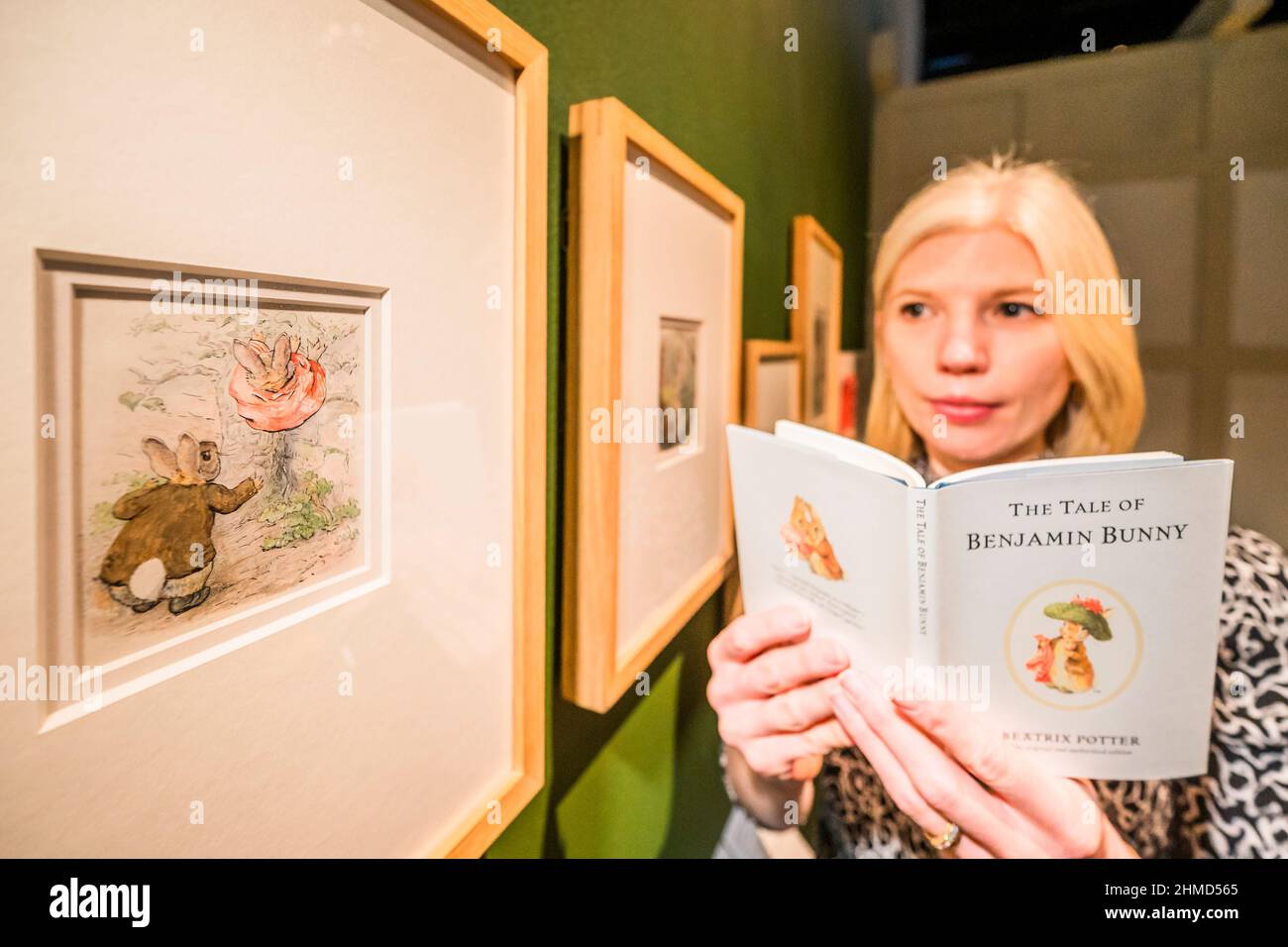 London, UK. 9th Feb, 2022. The original drawings for Benjamin Bunny ...