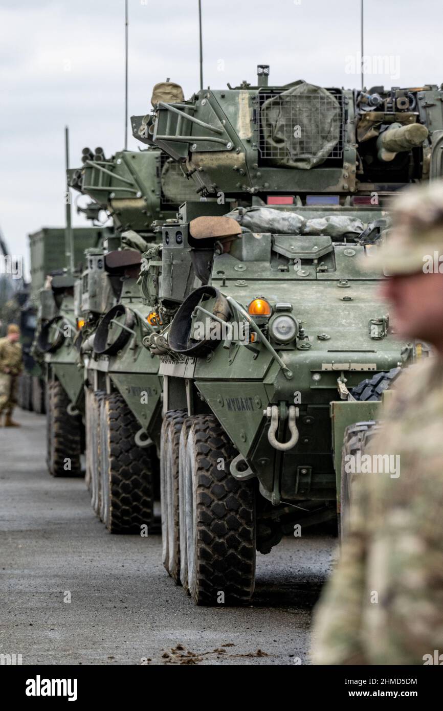 Vilseck, Germany. 09th Feb, 2022. Stryker wheeled tanks of the U.S ...