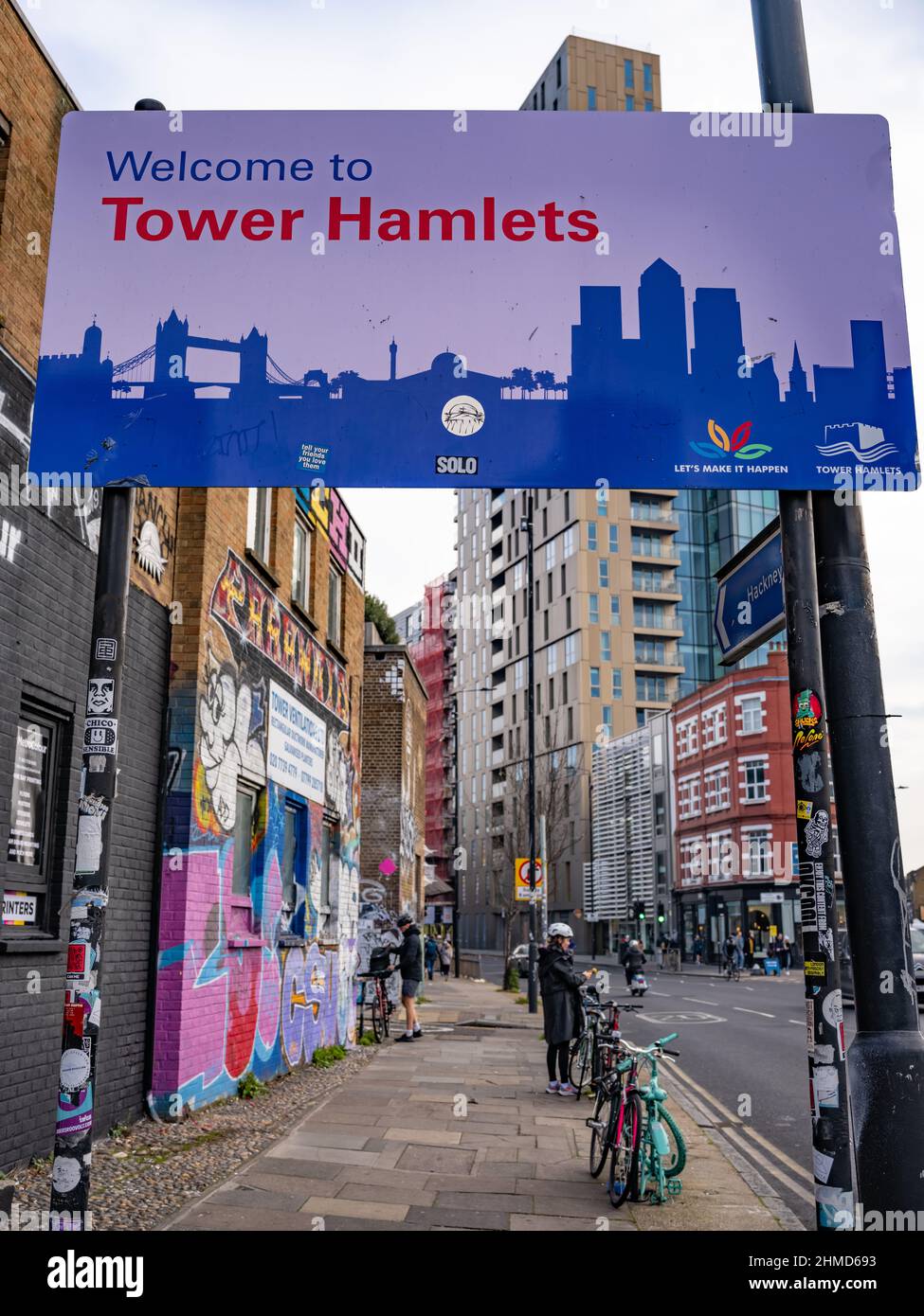 Tower Hamlets borough sign, London Stock Photo - Alamy
