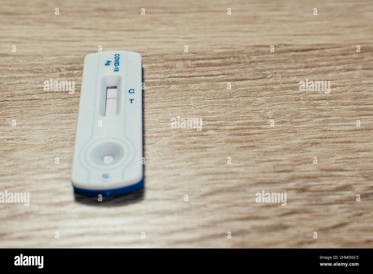 SARS-CoV-2 negative antigen rapid test isolated on wooden background ...