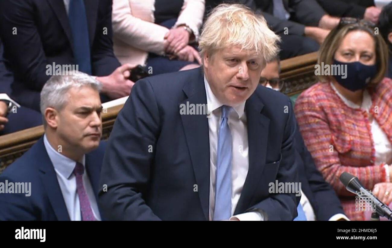 Prime Minister Boris Johnson speaks during Prime Minister's Questions ...