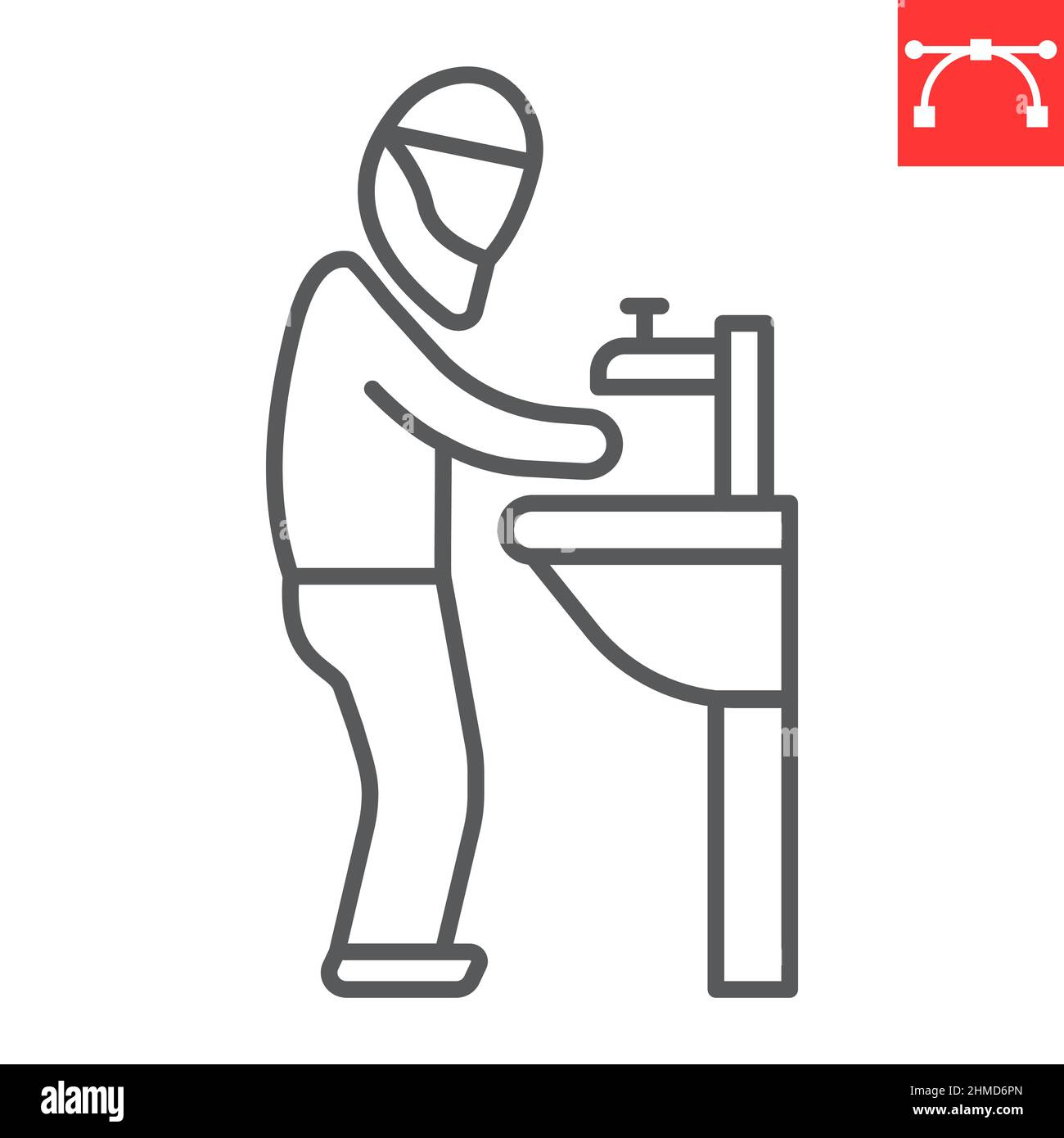 Islamic wudu line icon, washing hand and ablution, wudu vector icon, vector graphics, editable ...