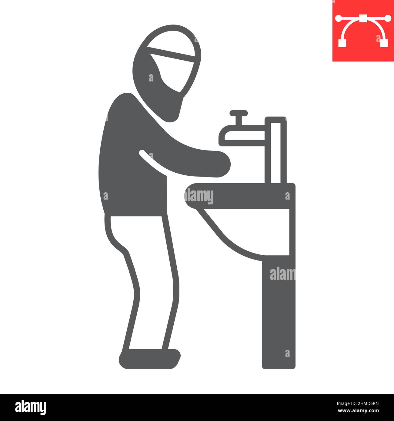 Islamic wudu glyph icon, washing hand and ablution, wudu vector icon ...