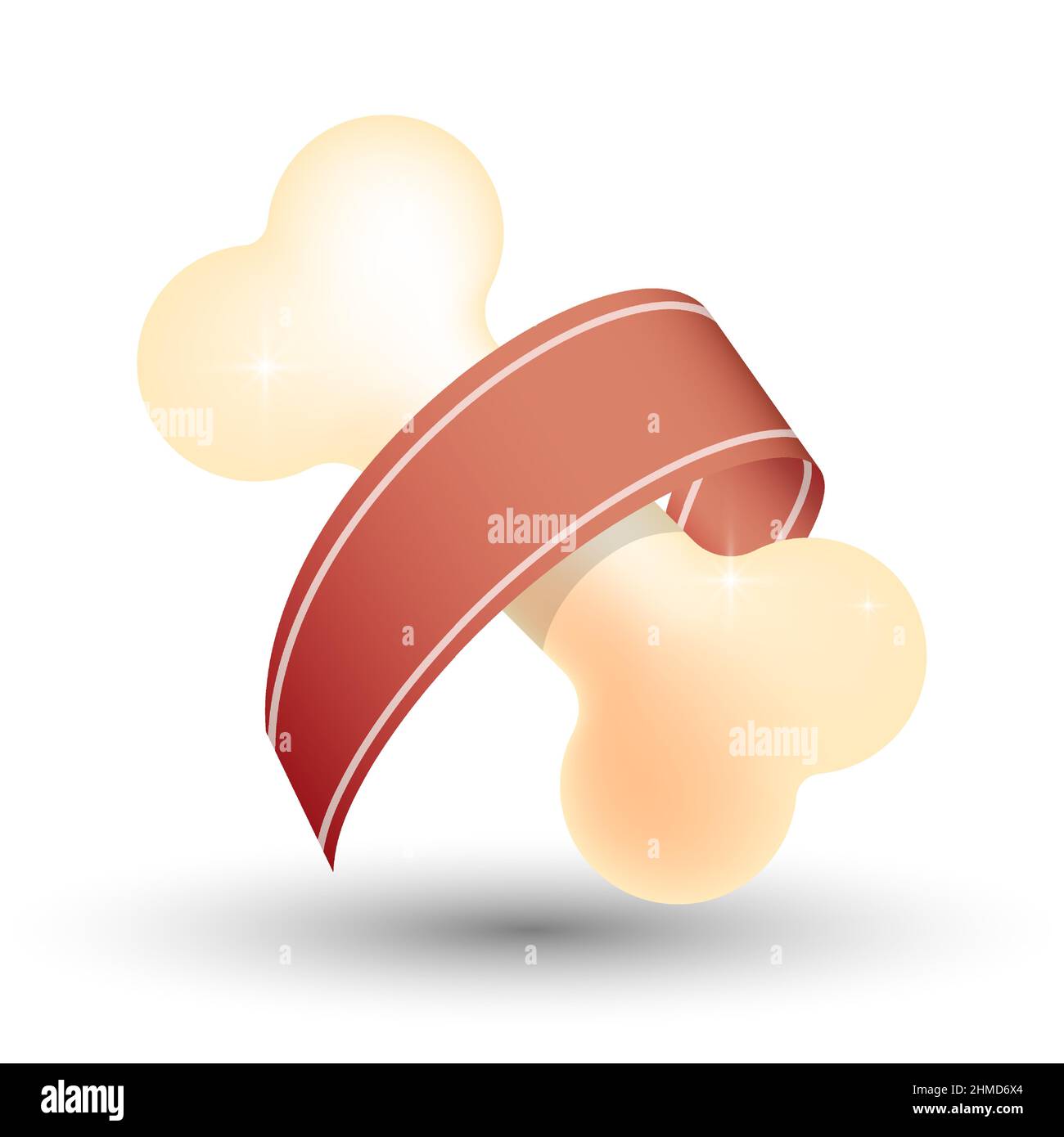 realistic bone in ribbon for champion dog. Prize for the winner of pet ...