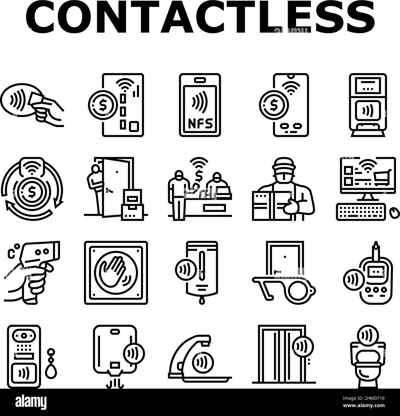 Contactless System Technology Icons Set Vector Stock Vector Image & Art ...