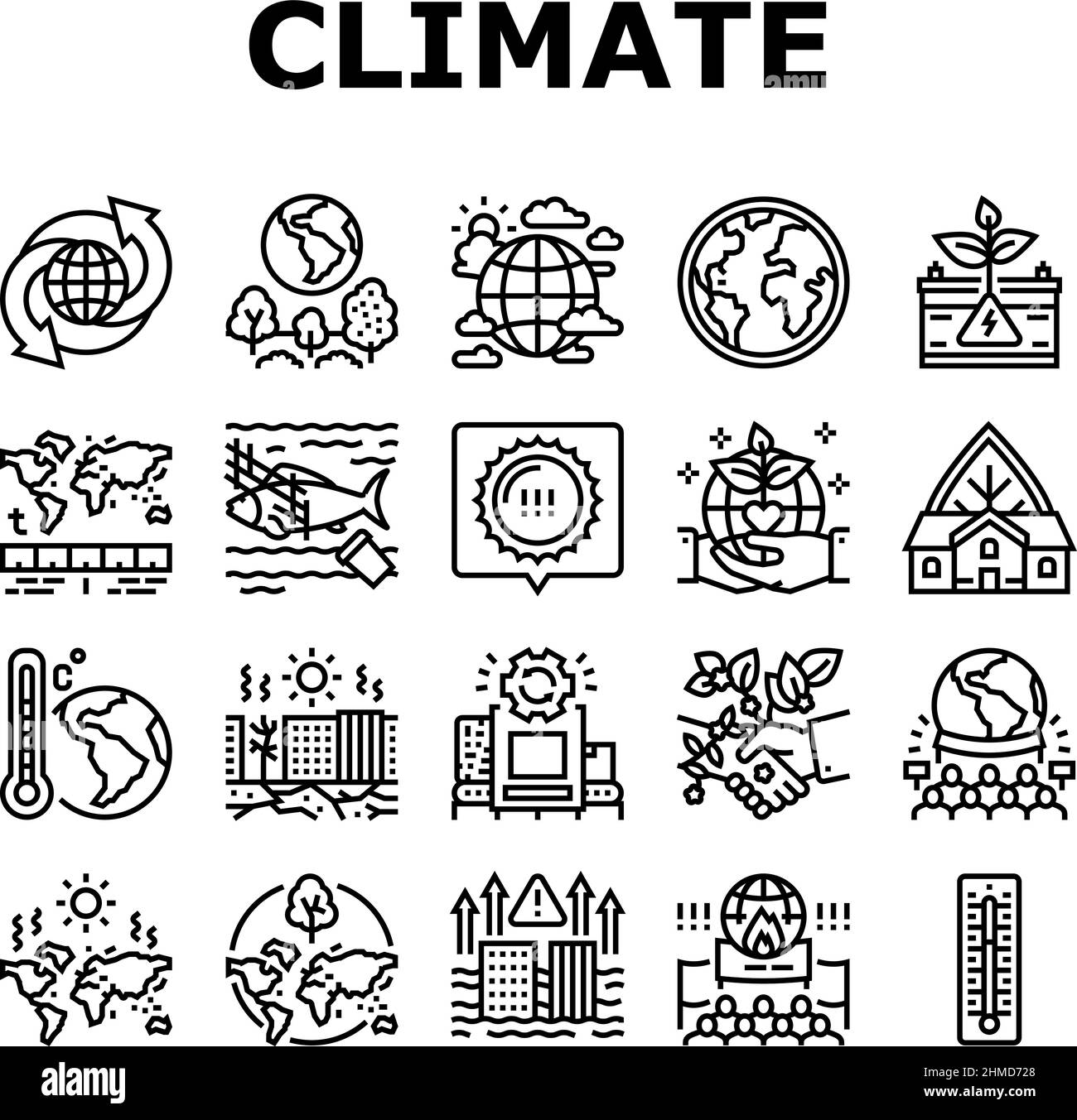 Climate Change And Environment Icons Set Vector Stock Vector Image ...