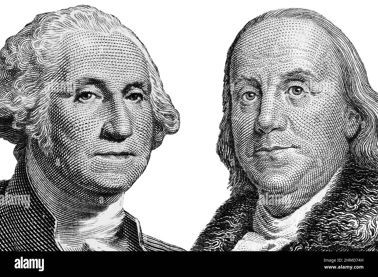 US presidents George Washington, Benjamin Franklin , portraits from US ...
