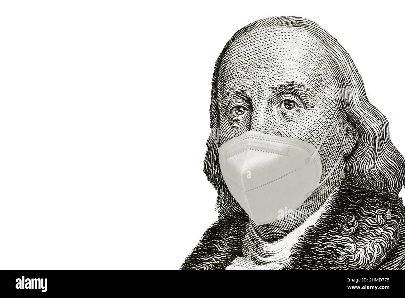 Benjamin Franklin portrait Of Series 1928 A wearing mask against covid ...