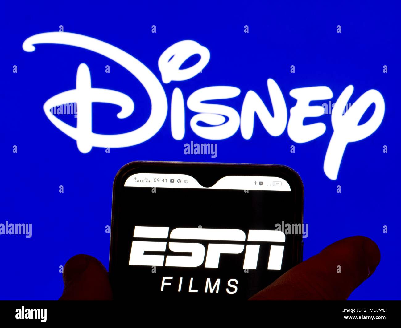 In this photo illustration, the ESPN Films logo is displayed on a ...