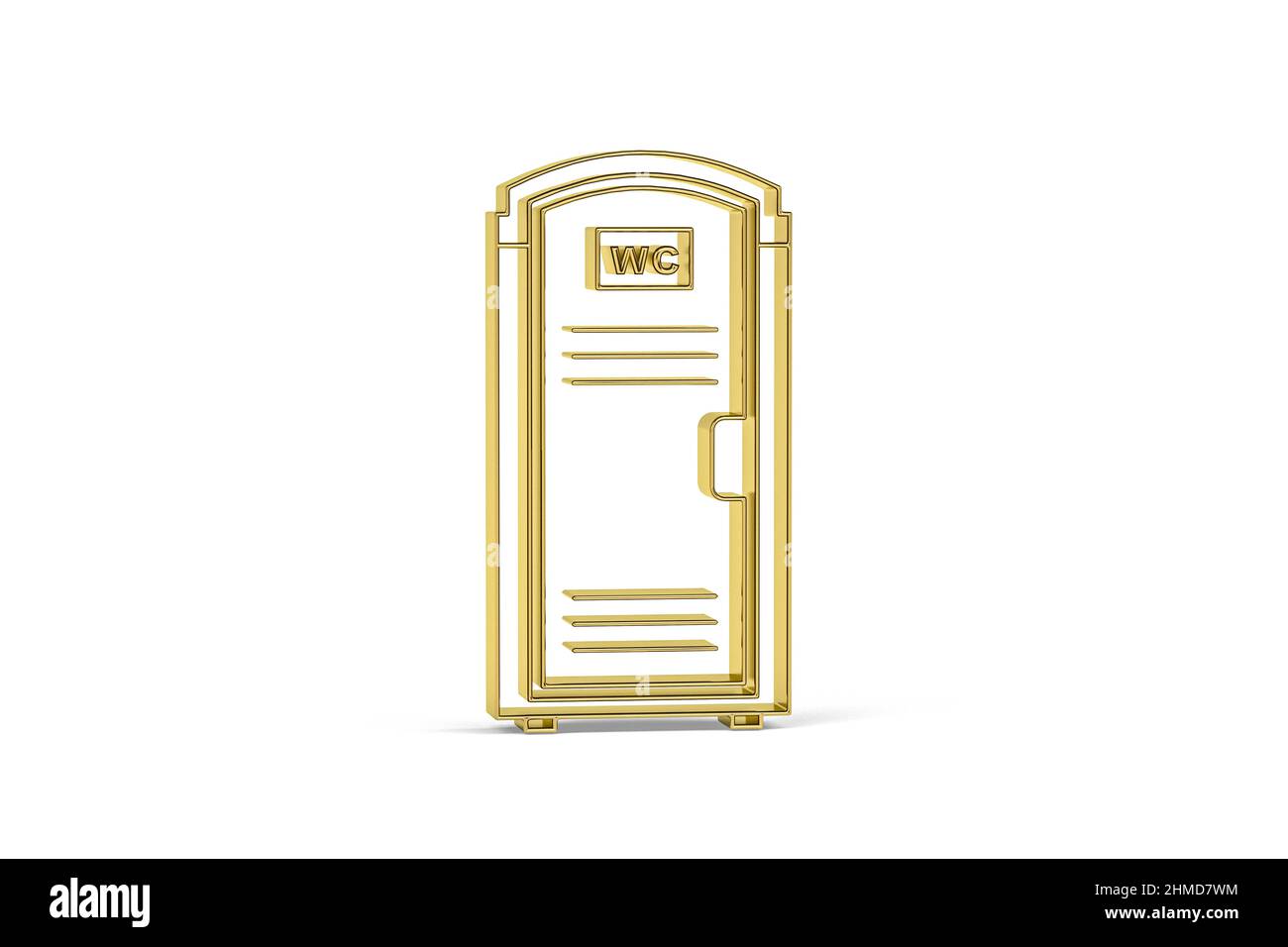 Golden 3d portable toilet icon isolated on white background - 3d render ...