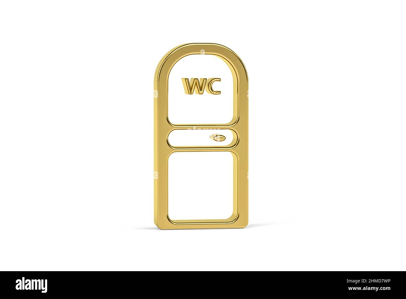 Golden 3d portable toilet icon isolated on white background - 3d render ...