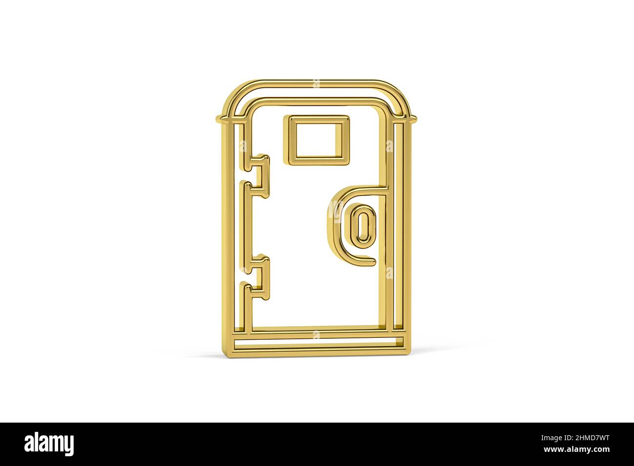 Golden 3d portable toilet icon isolated on white background - 3d render ...
